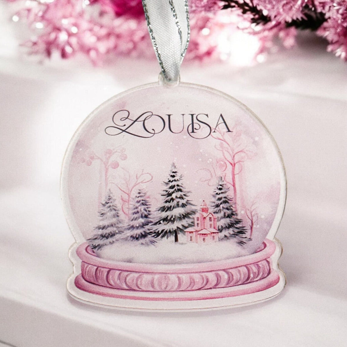 Luxury Girl’s Snow Globe Bauble - Personalised Christmas Tree Decorati ...